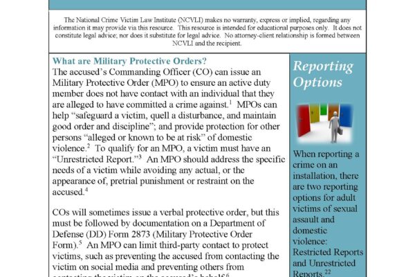 Military-Protective Orders and No Contact Orders Tip Sheet | TA2TA